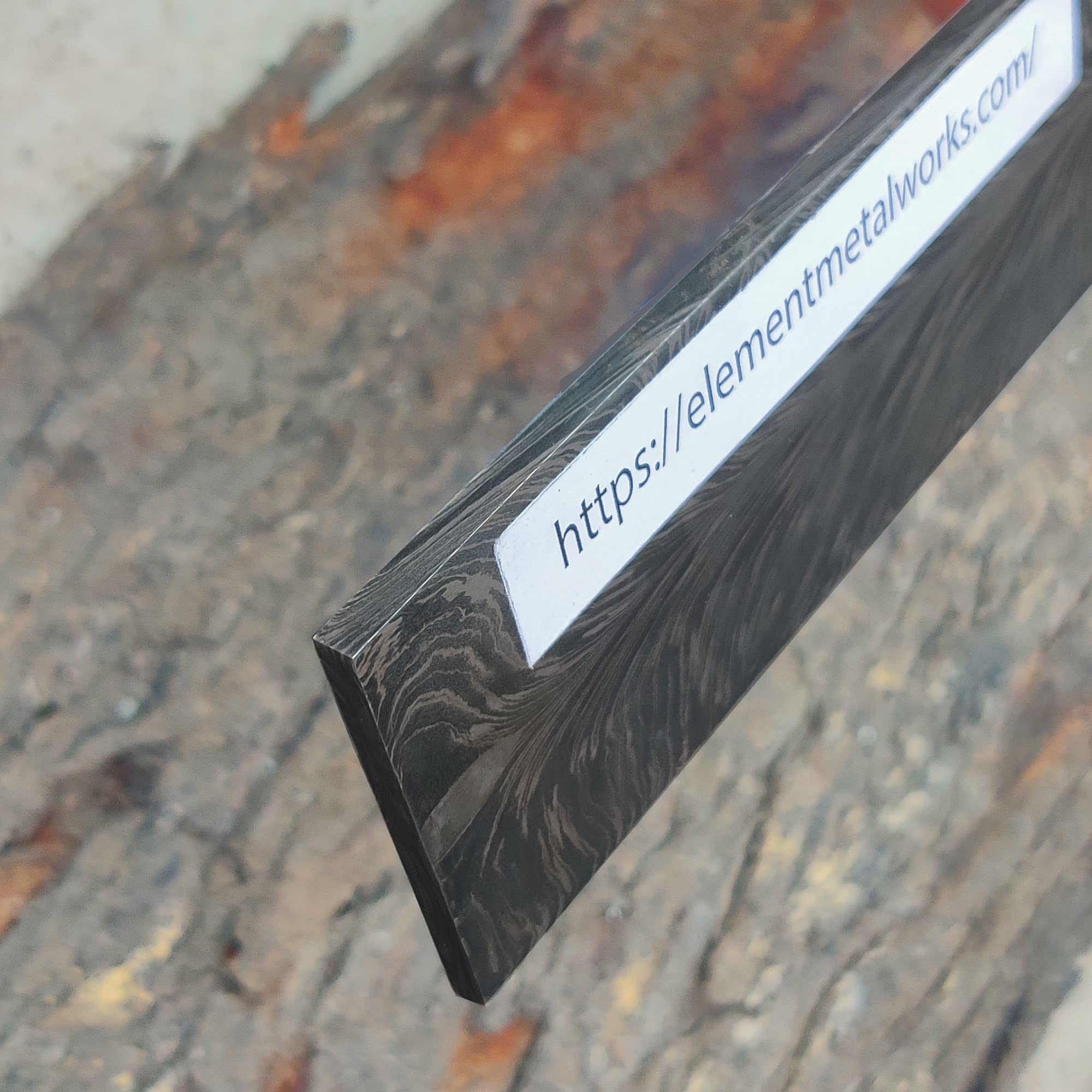 Element Metal Works DAMASCUS STEEL CUSTOM HAND MADE FEATHER PATTERN BLANK BILLET 20" FOR KNIFE MAKING