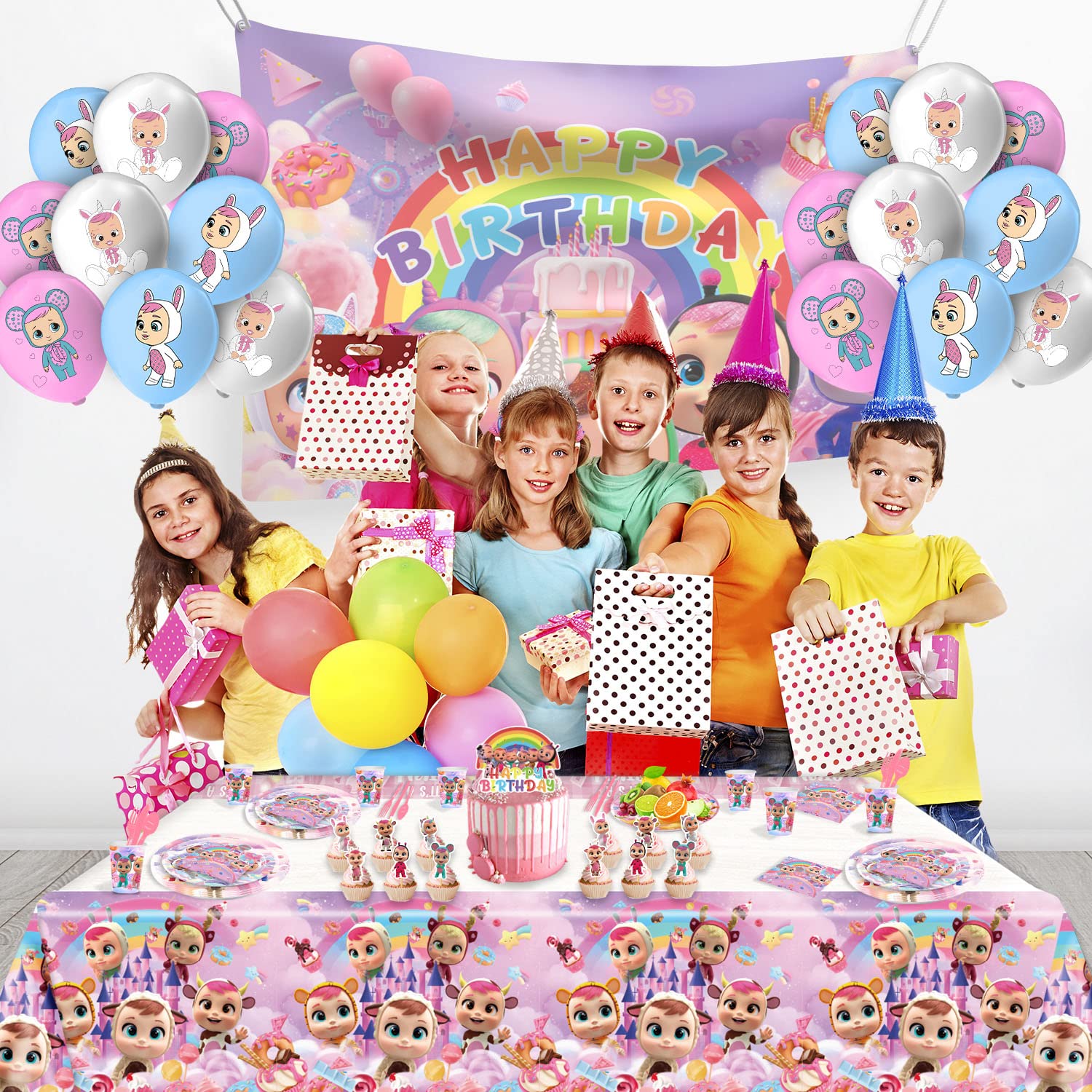 Cry Babies Birthday Party Supplies Set Favors for Gril Decorations Includes Plates Cake Cupcake Toppers Cups Tableware Napkins Backdrop