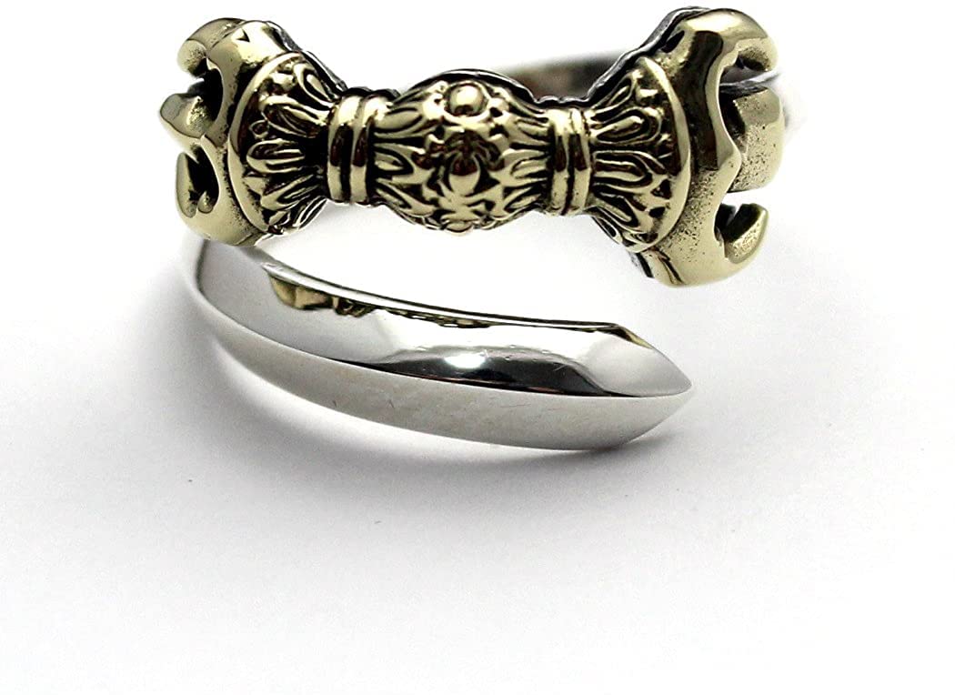 COSUMOSU sterling silver Tibetan Buddhist Vajra Dorje Amulet open ring adjustable ring