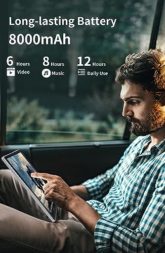 VNEIMQN 10 inch Tablet, Android 12 Tablet, 10.1”, 1080p Full HD, 8GB RAM/128GB ROM/8-Core CPU, 1TB Expand, 8000mAh, 5MP front/13MP Back Camera, WiFi 6, GPS, 1920 * 1200 Display, Bluetooth 5.0