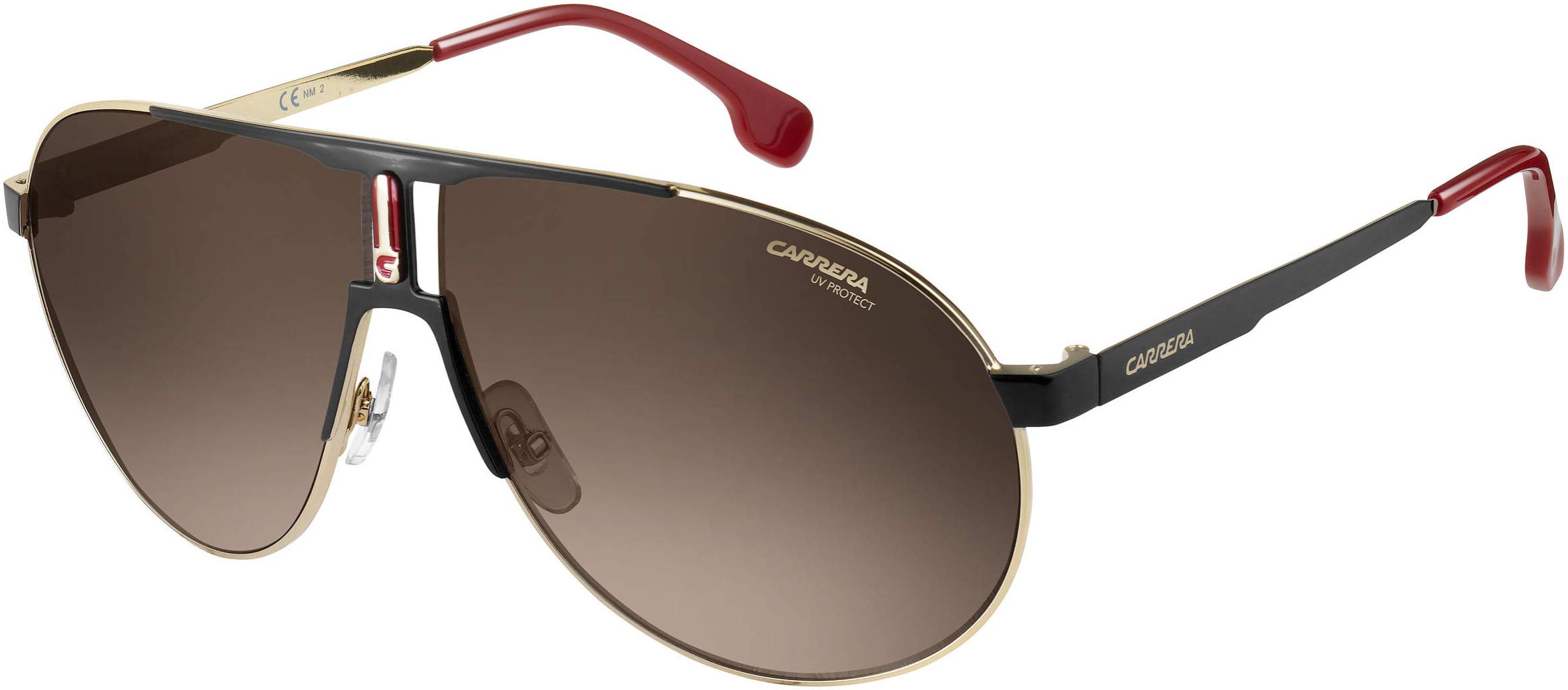 Carrera CA1005/S 02M2/HA 66M Black Gold/Brown Gradient Metal Aviator Sunglasses For Men For Women+ BUNDLE with Designer iWear Eyewear Kit