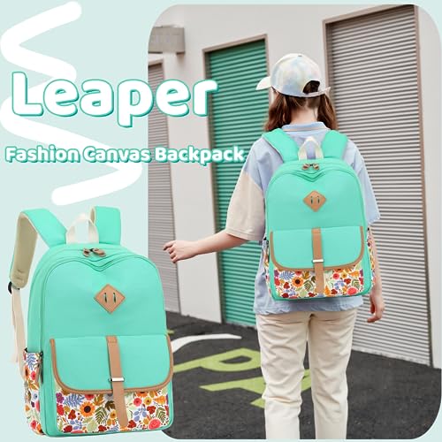 Leaper Women Striped Canvas Backpack Large Laptop Bag Girls Travel Shoulder Bag bag Daypack Black