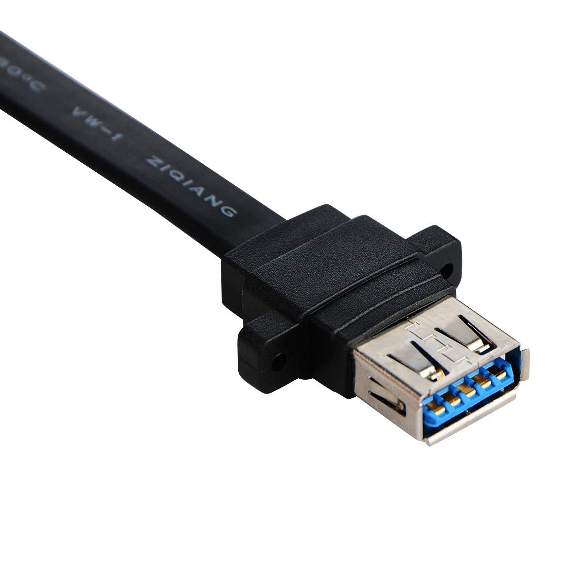 Toptekits 2 Port USB 3.0 A Female Screw Panel Mount to Motherboard 20 Pin Flat Cable Cord, 1.6ft/0.5m