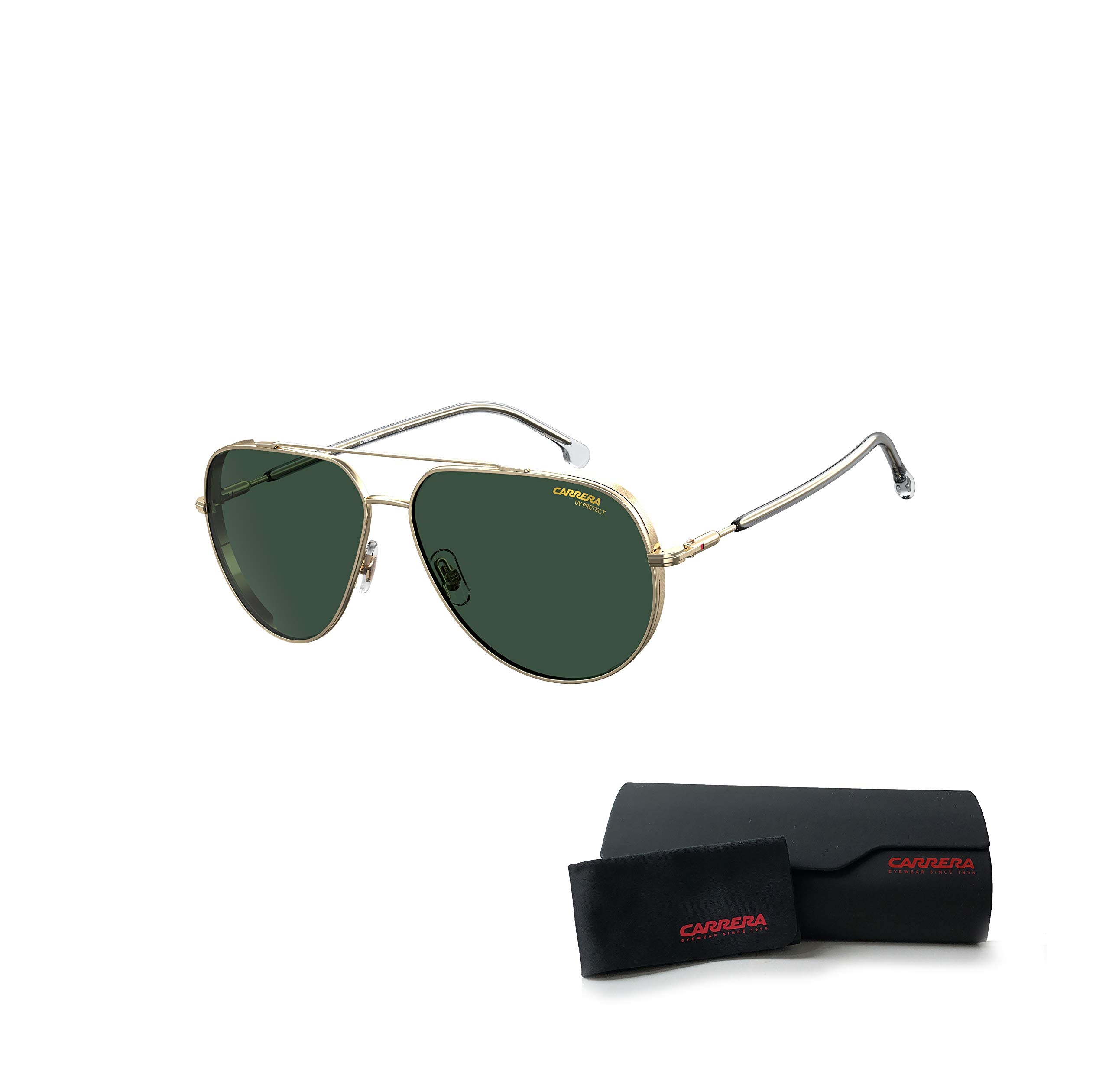 Carrera CA221/S 0LOJ/QT 60M Rose Gold Crystal/Green Aviator Sunglasses For Men For Women + BUNDLE with Designer iWear Eyewear Kit