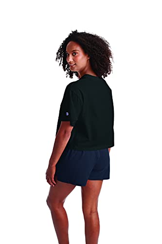 Champion womens Cropped Tee, Left Chest Graphic T Shirt, Black-586788, X-Small US