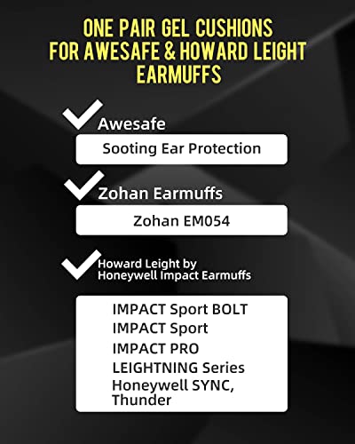 Hocazor G-1001 Replacement Gel Ear Pads Compatible with Awesafe, Howard Leight Earmuffs, Gucho Ear Protection, Zohan EM054 Hearing Protector Silicone Ear Cushions Hygiene Kit
