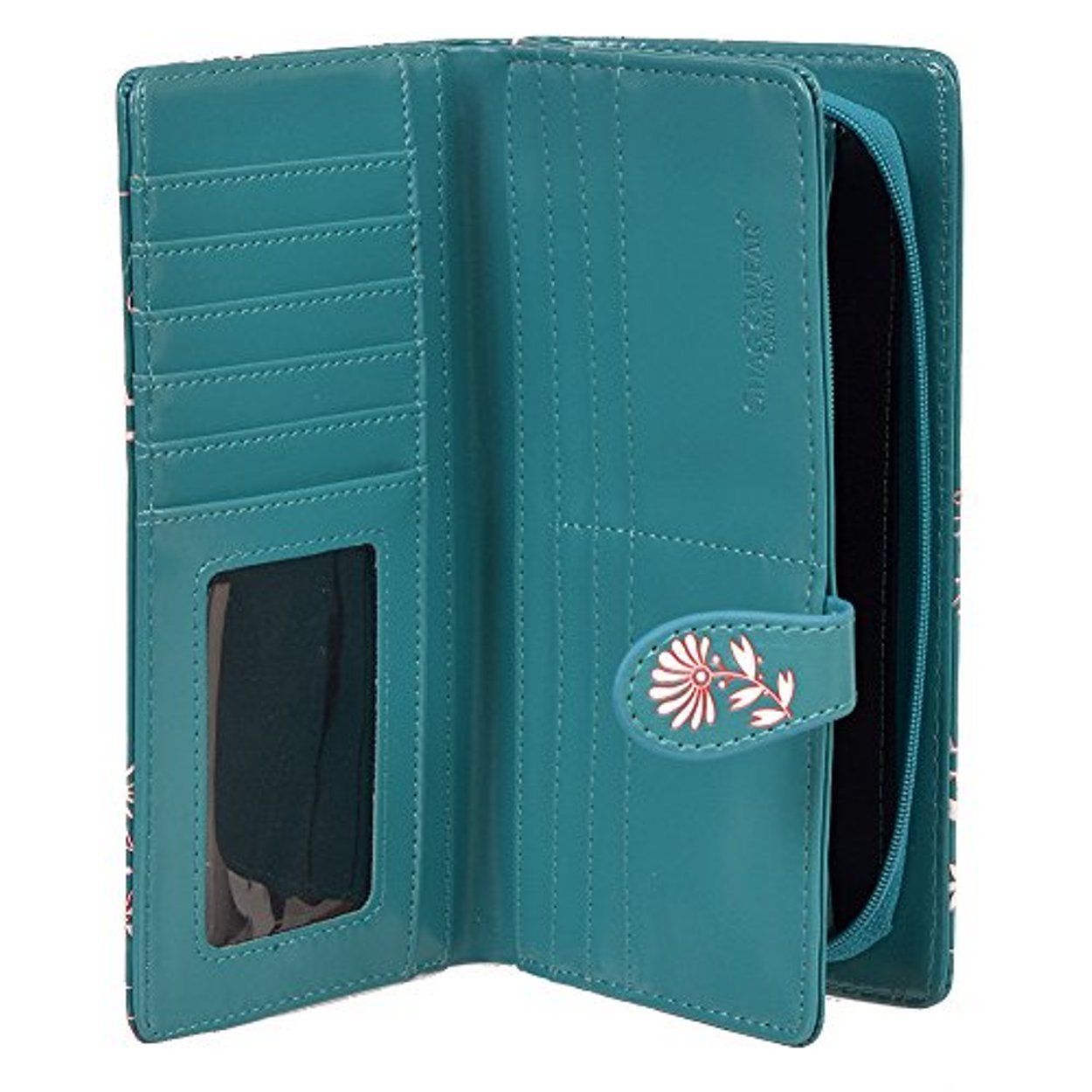 Shag Wear Women's Premium Vegan Clutch Cardholder Wallet Zipper Purse with Pretty Teal Mermaid