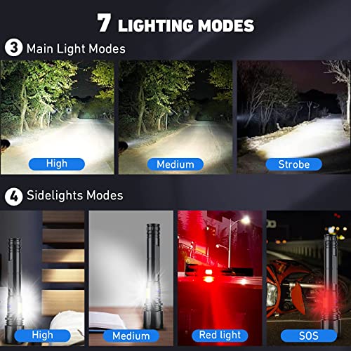 Cinlinso Flashlights High Lumens Rechargeable, 990,000 Lumens Super Bright Led Flashlight, 7 Modes with COB Light, IPX6 Waterproof, Handheld Powerful Flash Light for Hu∩ting, Camping, Emerge∩cies