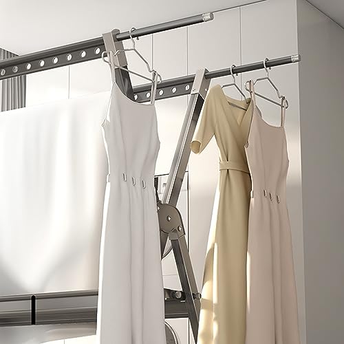 Folding Retractable Collapsible Drying Rack Clothing,Space-Saving Laundry Rack, Aluminum Alloy Drying Rack,Isometric Windproof Hanging Holes,Windproof Foot Support, Clothes Drying Racks Outdoor