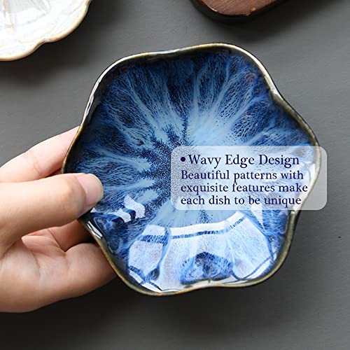Ceramic Spoon Rests small ring jewelry dish holder entryway key tray,2pcs Sauce Dish,Mini Side Seasoning Dish,Sushi Soy Dipping Bowl,Snack serving Dishes Kitchen Coffee Station room Décor