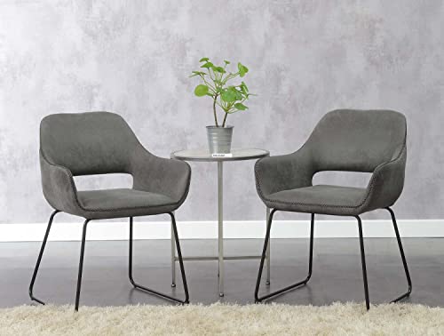 Convenience Concepts Take a Seat Samantha Arm Chair, Antique Gray Faux Suede/Black