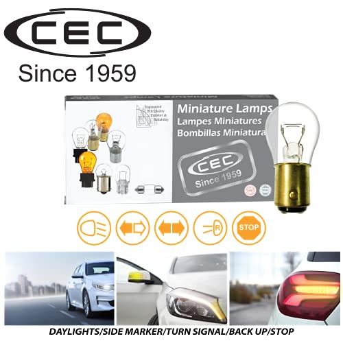 CEC Industries #1157 Bulbs, 12.8/14 V, 26.88/8.26 W, BAY15d Base, S-8 shape (Box of 10)