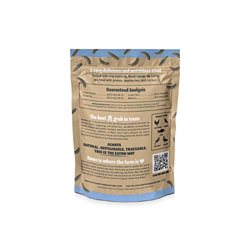 Eaton Pet & Pasture, USA Premium Dried Black Soldier Fly Larvae 1 LB, High Calcium Treat for Chickens, Ducks, Wild Birds