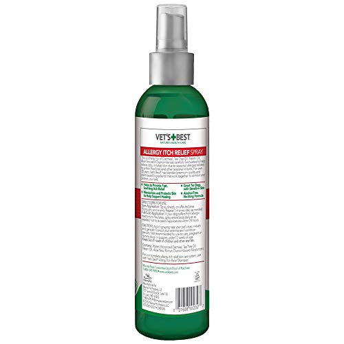 Vet's Best Allergy Itch Relief Spray for Dogs | Soothes Dog Dry Skin | Relieves The Urge to Itch, Lick, and Scratch | 8 Ounces