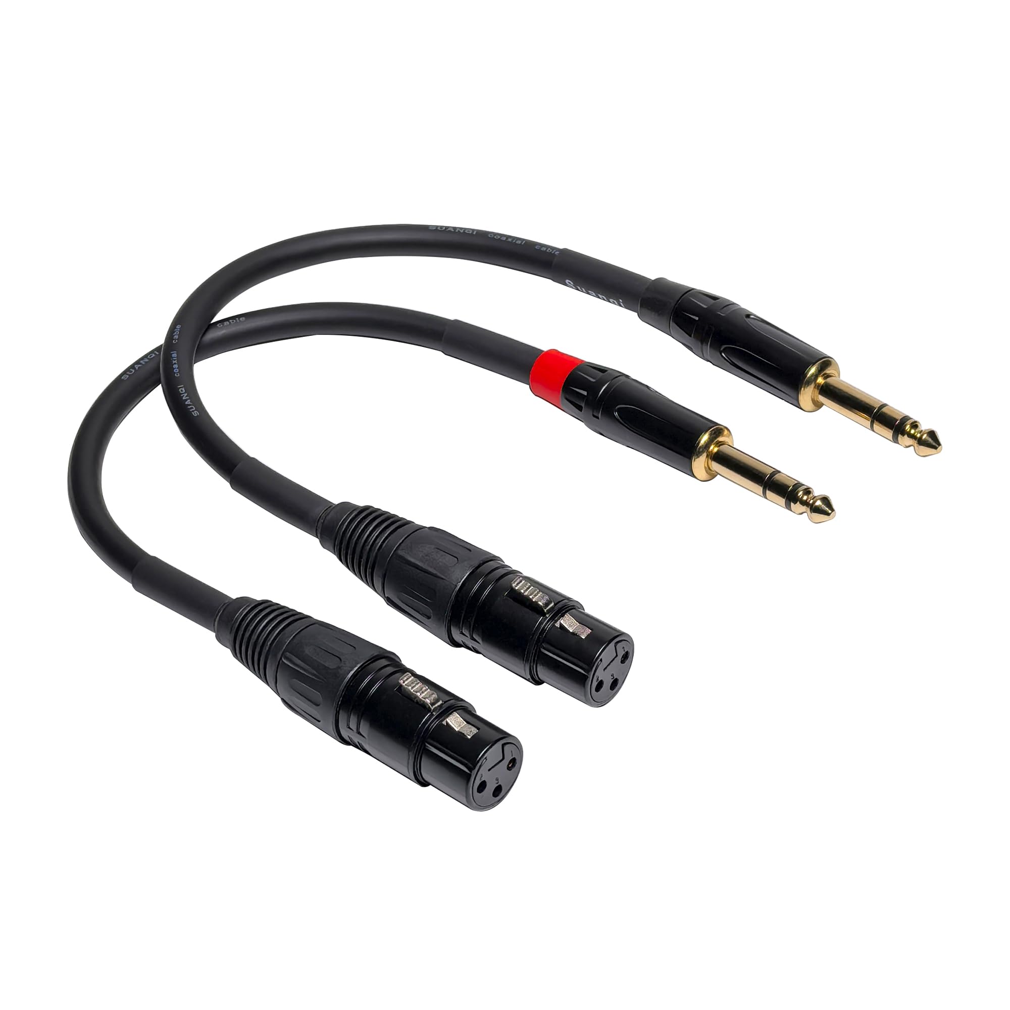 Suanqi 023 6in 1/4 TRS to XLR Female Adapter, 6.35 to XLR Female, XLR to 1/4 Adapter 1/4 Audio Cable 6in/2pack