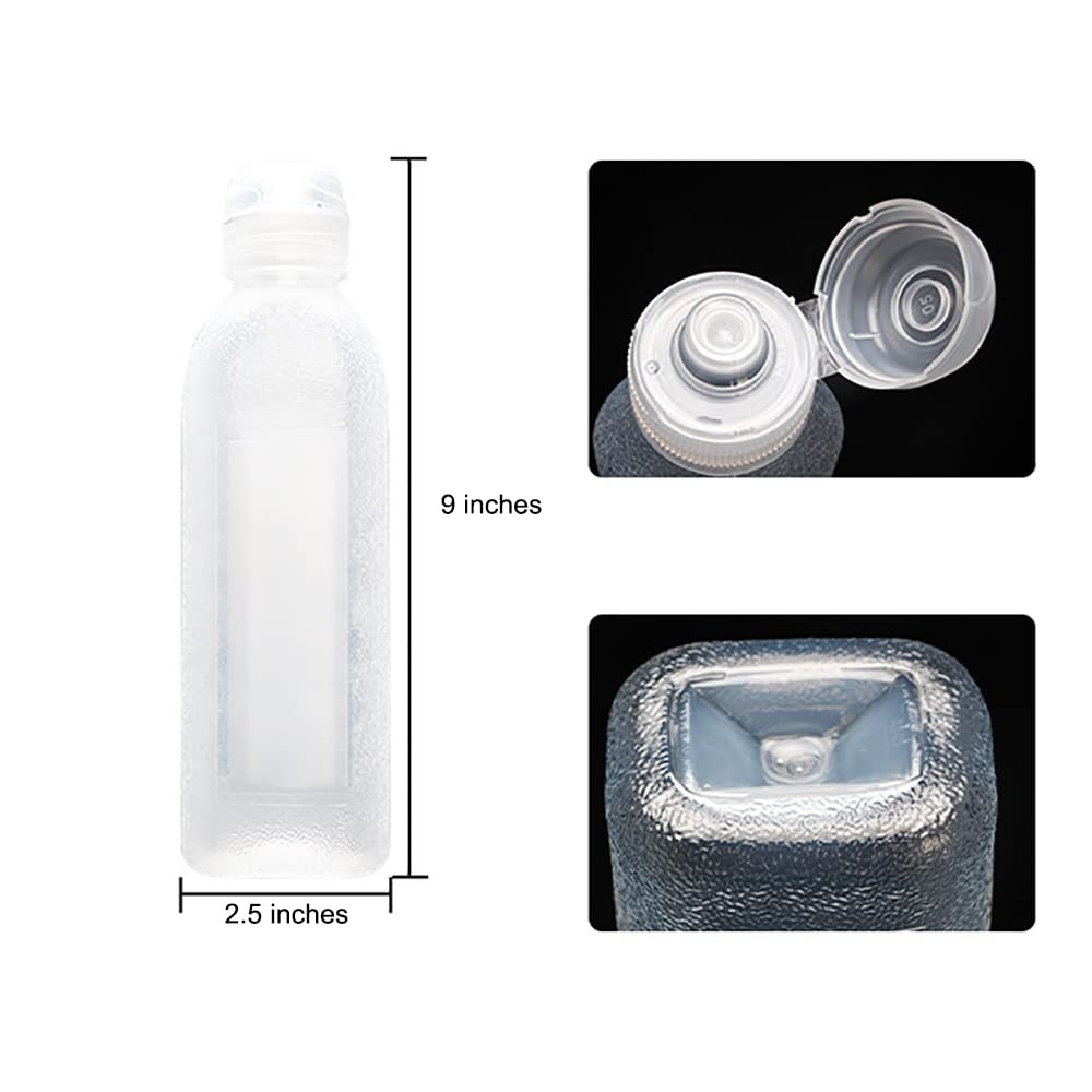 CHENSHUO Plastic Squeeze Bottle, Clear Condiment Squeeze Bottle, With Silicone Valve Non Return Cap,Suitable for Oil, Honey, BBQ Sauce and Condiments,18 OZ Anti Slip Squeeze Bottle,2 Pieces