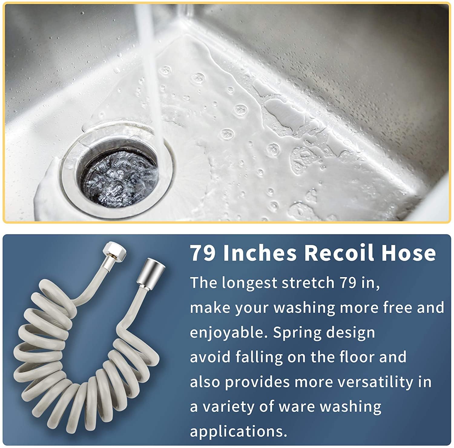 CECEFIN Kitchen Sink Sprayer, Faucet Spray Head Replacement with 79” Recoil Hose and Holder, Pressurized Water Saving Faucet Aerator & Diverter Valve, Faucet Sprayer Attachment Set