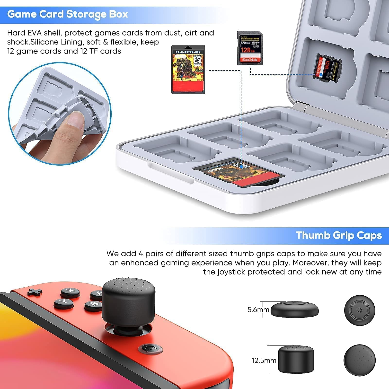Carrying Case & Accessories Bundle Kit for Nintendo Switch OLED 2021 Model with Charging Dock, 3in1 Protective Case, Screen Protector, Racing Steering Wheel Grip, Handle Grip, Thumbstick Cap&PlayStand
