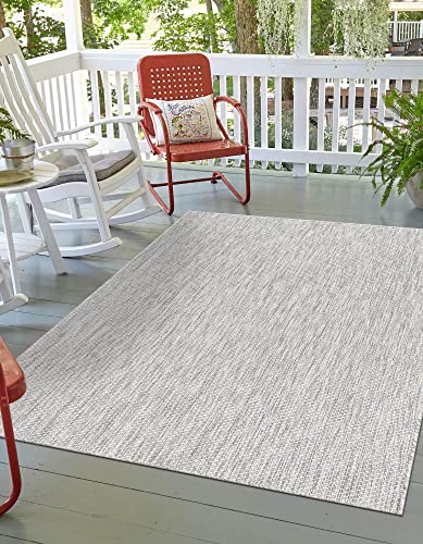 Rugs.com Outdoor Solid Collection Rug β 3' x 5' Light Gray Flatweave Rug Perfect for Entryways, Kitchens, Breakfast Nooks, Accent Pieces
