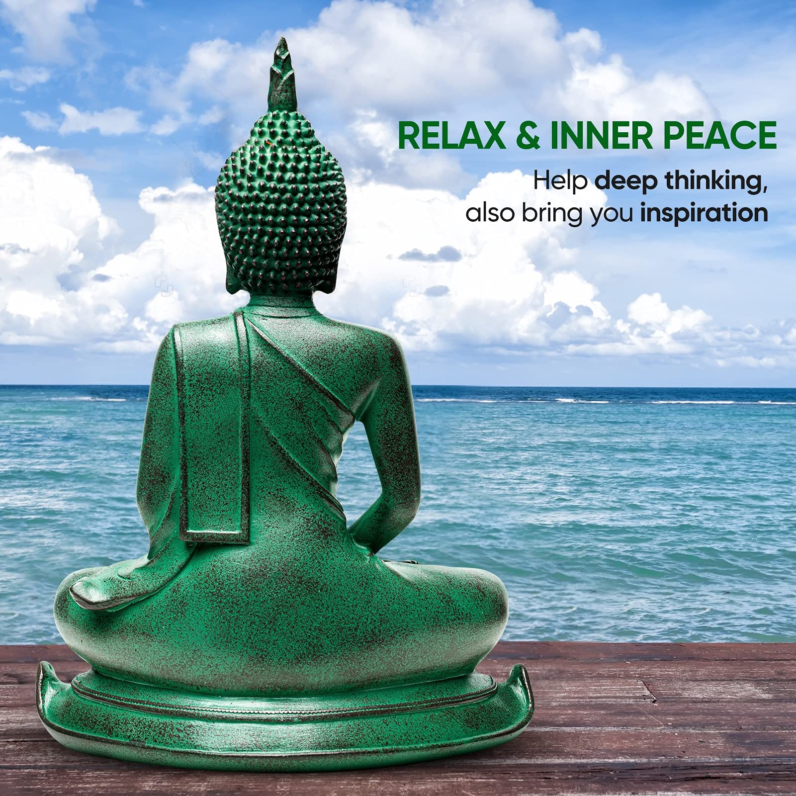 DBassinger Buddha Statue for Home Decor,6.18" Antique Thai Shakyamuni Sitting Statue Resin with Bronze Finish, Great Decoration for Meditation Altar