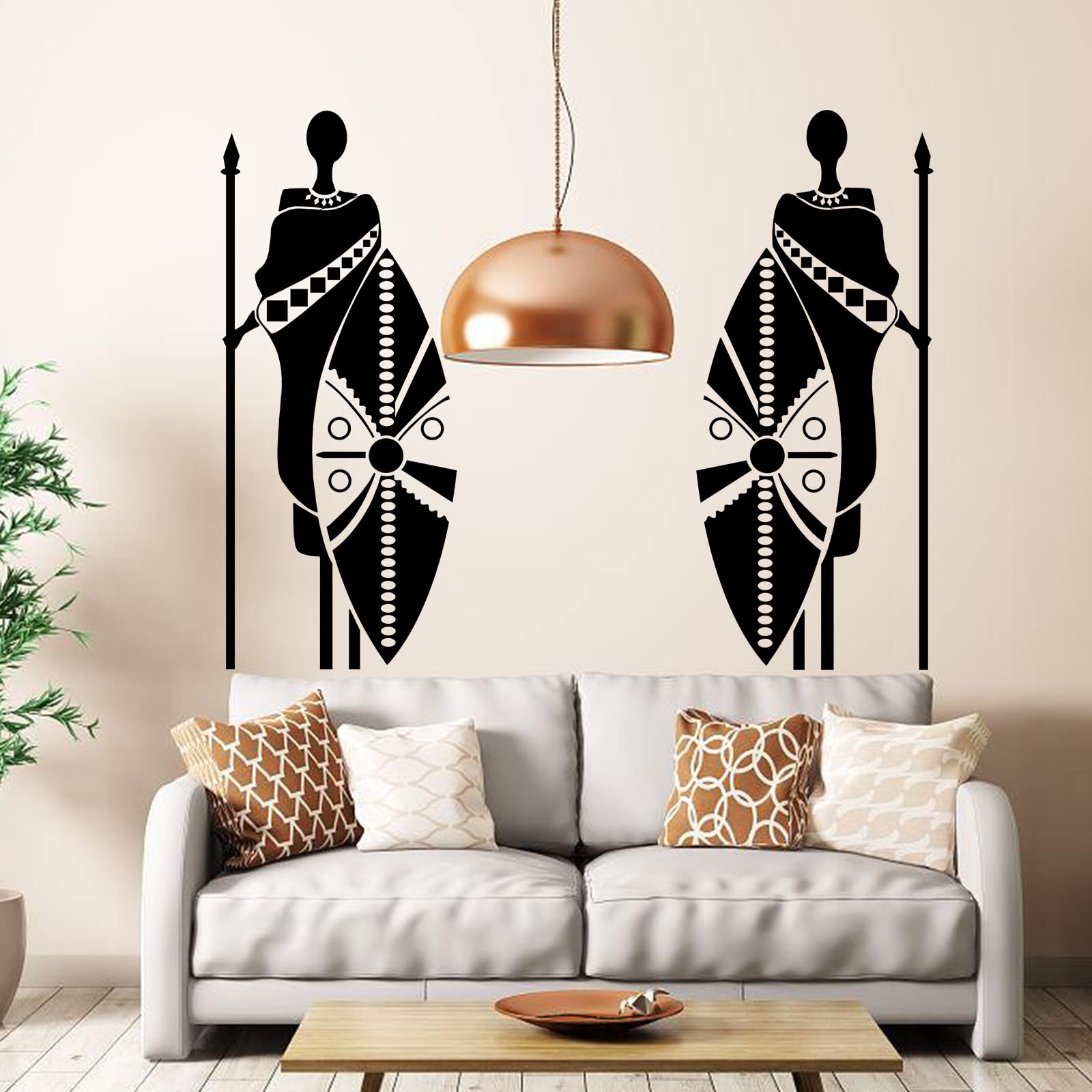 Karomenic Two African Woman Guard Art Removable Wall Stickers for Living Room Kids Bedroom Home Decor Vinly Waterproof Decals