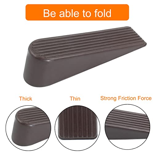 Cionyce 4 Pack Door Stopper Wedge Door Stop Thick Door Stopper Rubber Door Stopper Non-Scratching Doorstops(Brown)