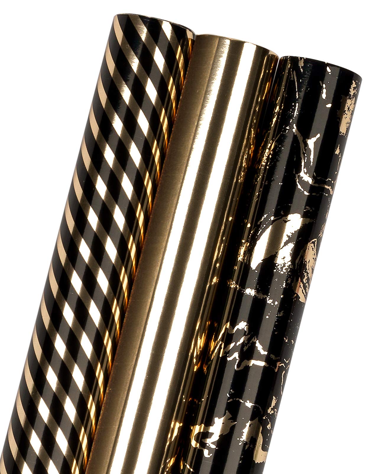 MAYPLUSS Wrapping Paper Roll - Mini Roll -17in x 120in Per roll -Black Gold Foil Marble Stripe,Gold for Birthday,Part,Wedding,Men's Vintage Wrapping Paper Roll all Occassions (42.3 sqft)