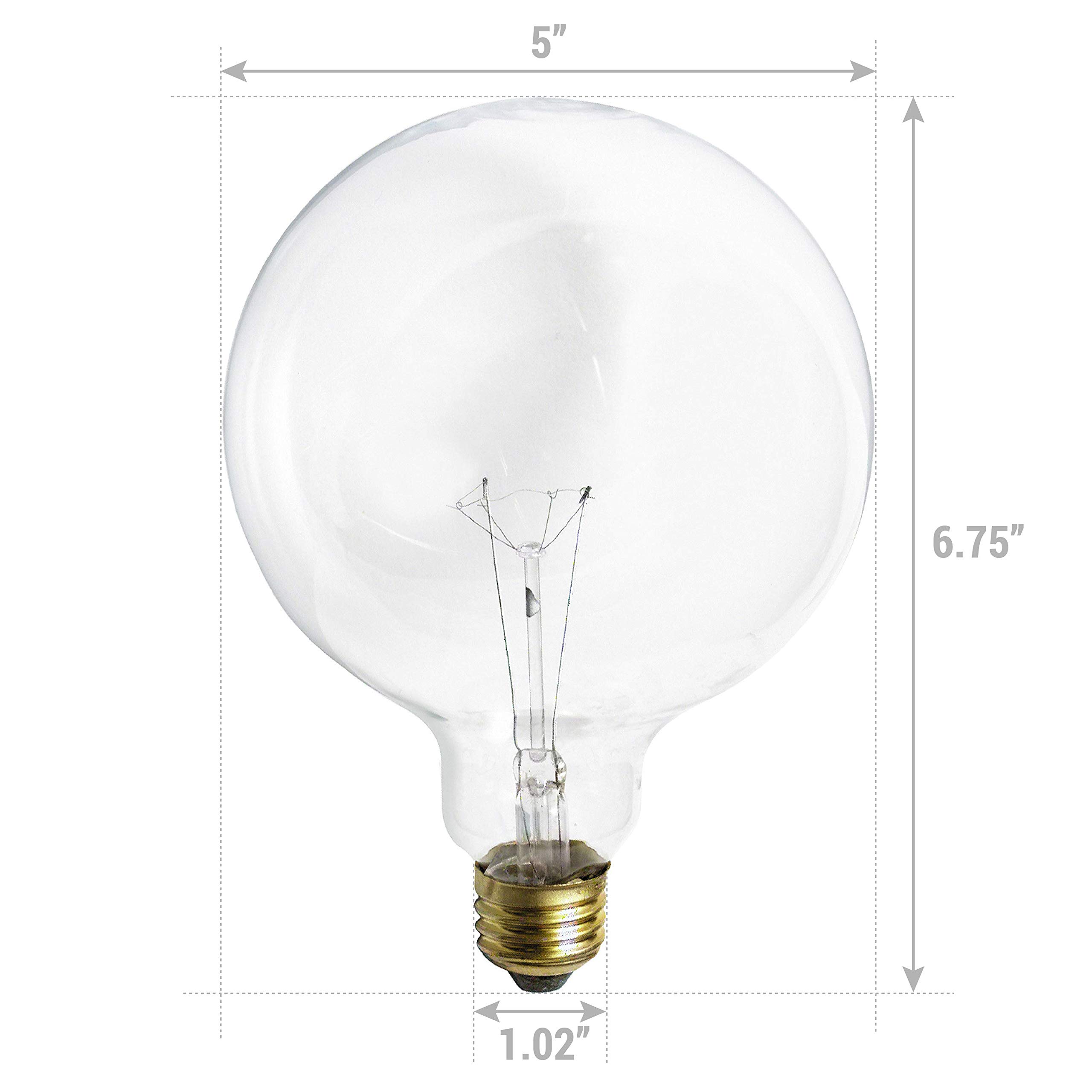 KOR (2 Pack) G40 Incandescent Light Bulb 2700K Soft Light, Decorative Globe Light Bulbs,E26 Medium Base, Perfect use for Decor, Pendant, Bathroom/Vanity Mirror Makeup, Dimmable. Crystal-Clear (25)