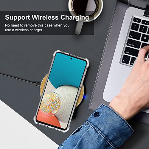 for Samsung A53 5G Case, Galaxy A53 5G Case and Screen Protector, Shockproof Crystal Clear Slim Soft Silicone TPU Protective Phone Cover for Samsung Galaxy A53 5G (Clear)