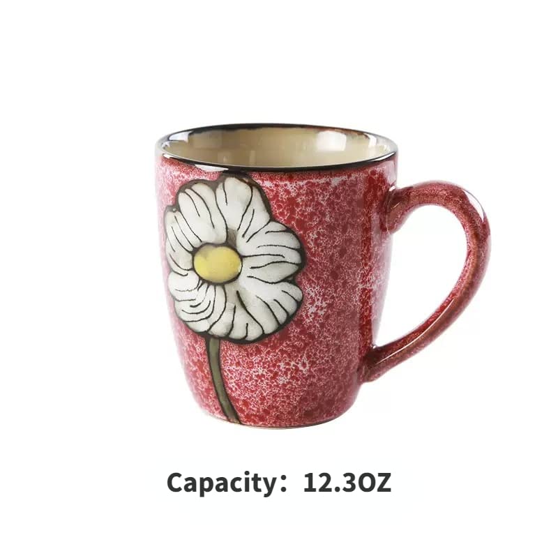 Ceramics 12oz Cappuccino Mug,Coffee mugs,Tea mugs,Kiln Glazing Process,Microwave and Dishwasher Safe, Perfect For Tea, Espresso, Latte - Porcelain Mugs for Kitchen or Cafe (Red+Blue+Green+Pink)