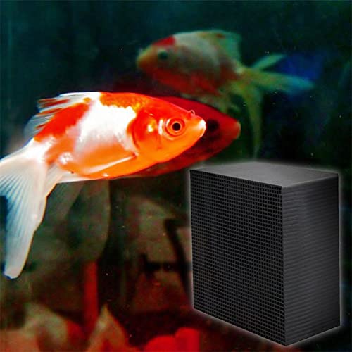 Mekek Activated Carbon Aquarium Filter, Fish Tank Cleaner Cube Honeycomb Structure Charcoal Deodorant Water Purifier, Aquarium Water Purifier Cube for Fish Tank, Ponds Small 10x10x5cm