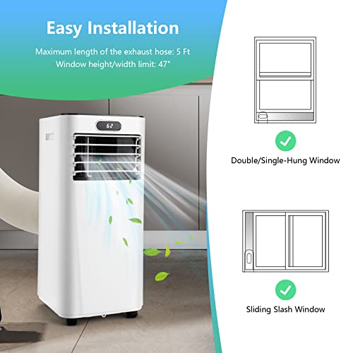 PETSITE Portable Air Conditioner, 3-in-1 AC Cooling Unit Dehumidifying, Fan & Air Cooler Function, Remote Control, Window Kit Included (8000BTU, White)