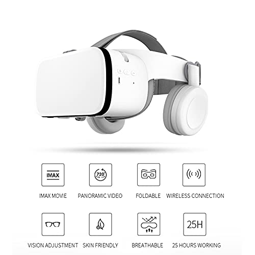 VR Headset, Virtual Reality Headset w/Controller & Headphones for Kid Adult Play 3D Game Movie, Universal VR Set Glasses Goggle Bundle for PC Android Phone for iPhone 13 12 11 Pro X S R Max Samsung