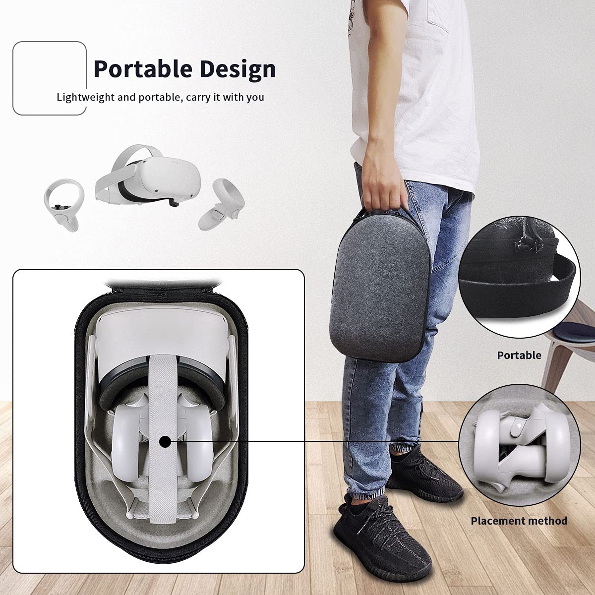 Carrying Case for Quest 2, Hard Protective Cover Storage Bag Carrying Case for VR Headset Suitable for Travel and Home Storage