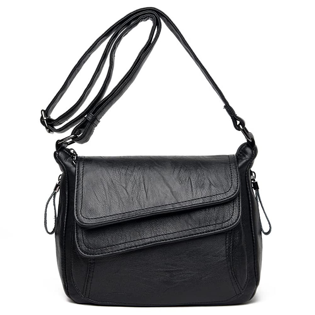 SULCET Women's Shoulder Bag Multi Pockets Crossbody Purse Leather Flapover Messenger Satchel Designer Travel Work Handbag