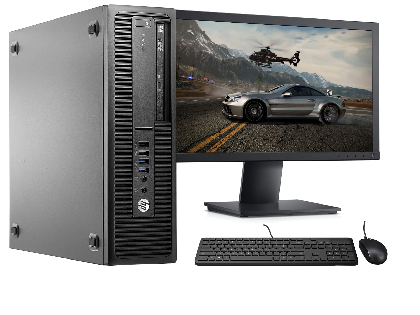 HP 800 G2 SFF Computer PC Intel Core i7 Processor, [ 16GB Ram, 256GB SSD + 1TB HDD ] Wireless WiFi New 27 Inch 4k Gaming Monitor, AMD Radeon RX-550 4GB GDDR5 Graphics, Windows 10 (Renewed)