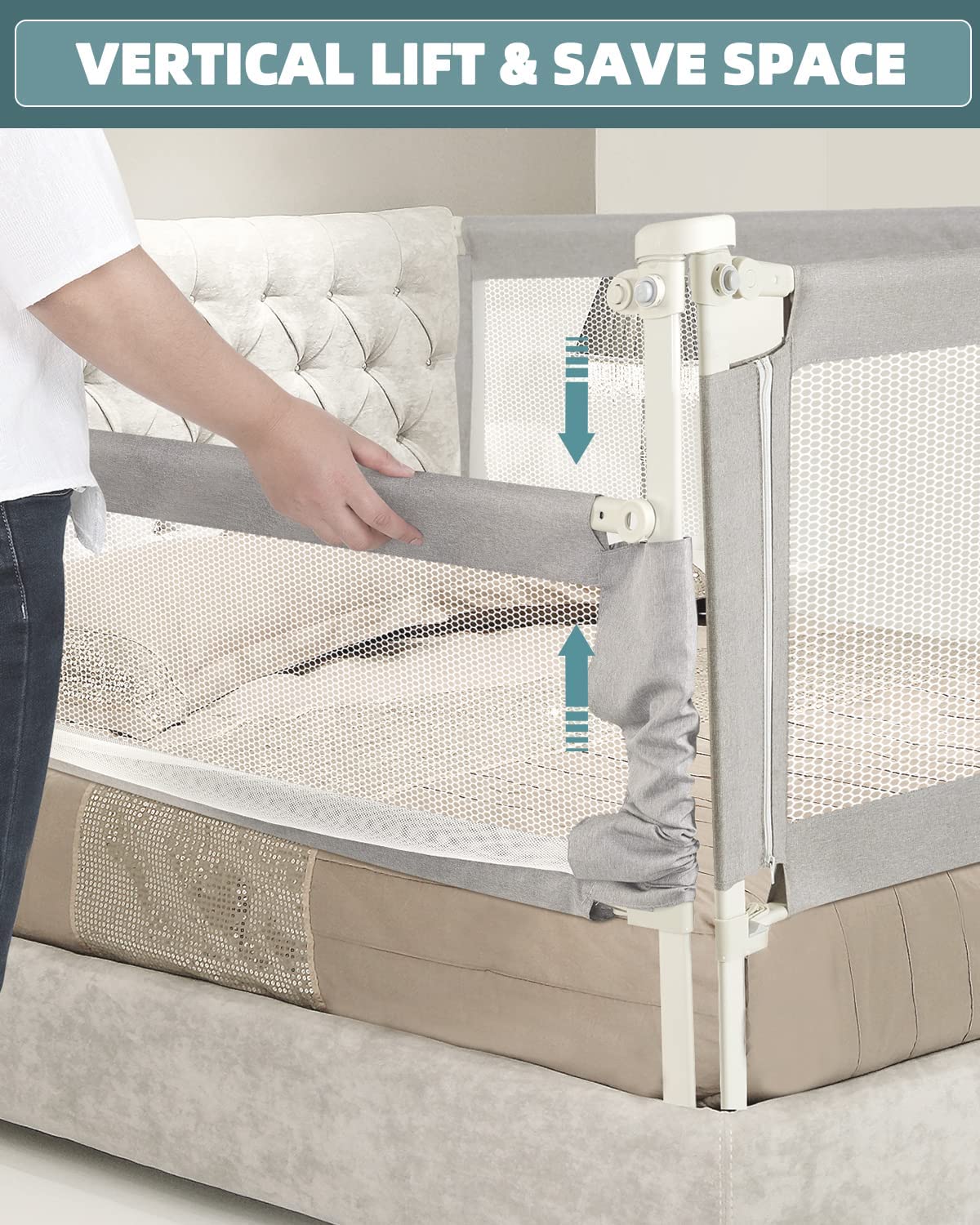 Cercoveu Bed Rail for Toddlers, Extra Tall(Height Adjustable) Specially Designed for Queen, King Size, California King Bed - Safety Baby Bed Guard Rails for Kids (One Side 78.7" x 27")