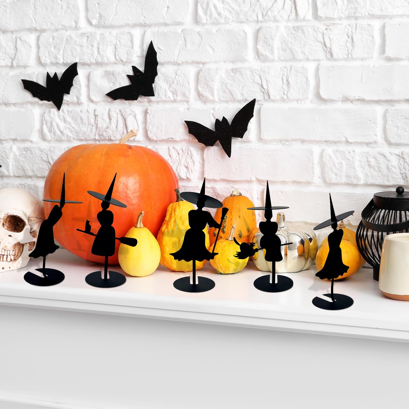 Halloween Decorations Indoor Halloween Witch Decorations Halloween Table Decorations 5PCS Halloween Witches Silhouette Metal Table Centerpieces Sign for Halloween Party Decorations