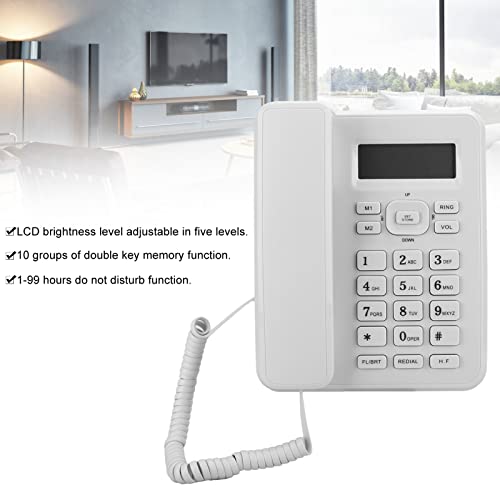 Eboxer Corded Telephone, Large Button Business Landline Phone, DTMF FSK Dual System, with LCD Screen Display, 16 Ringtones, for Household Hotel Domestic Home Office, White