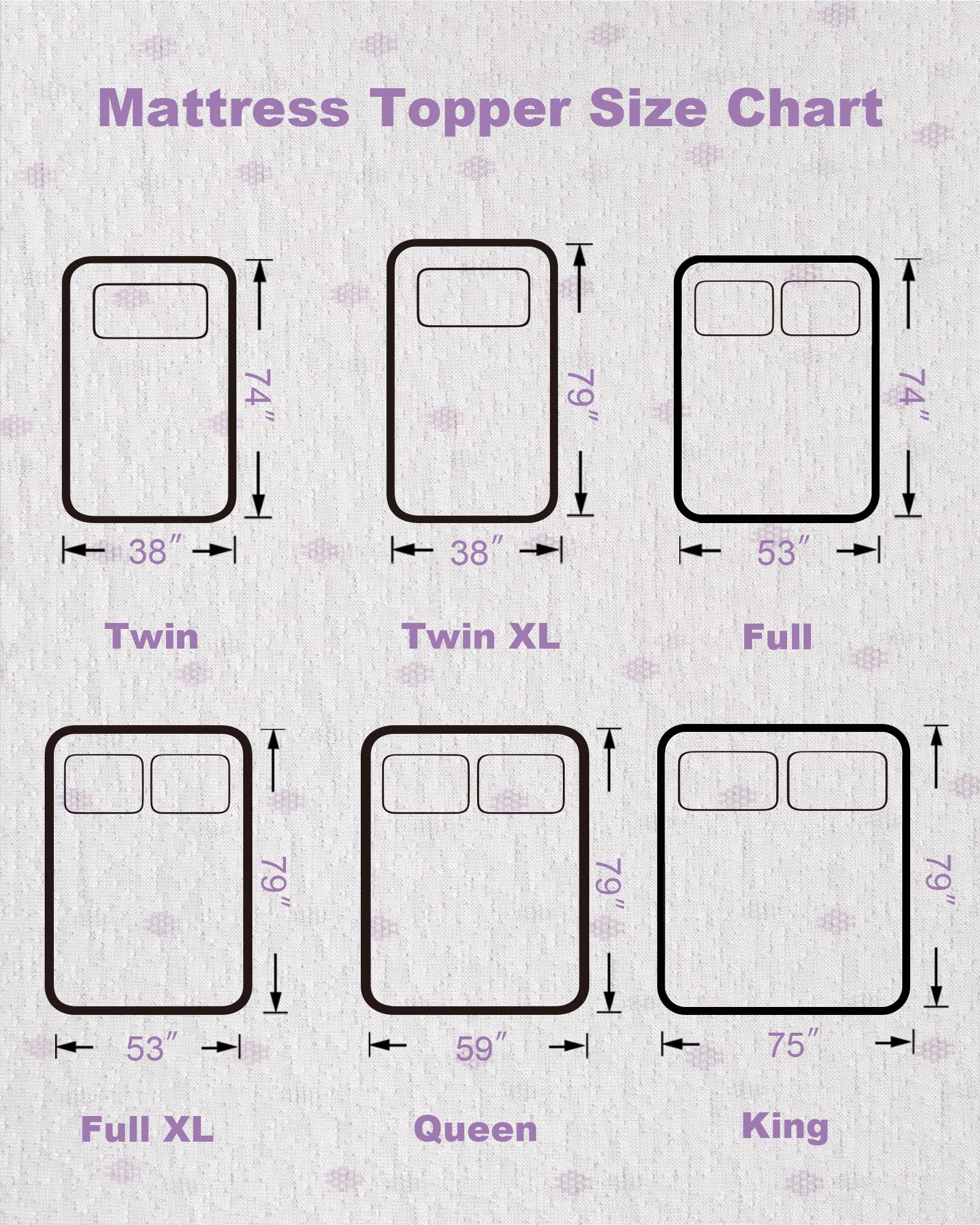 Ferlizer 3" [King] Mattress Topper, Memory Foam Mattress Topper King with Ultra Soft Cover & Corner Straps, Lavender Infused, CertiPUR-US Certified