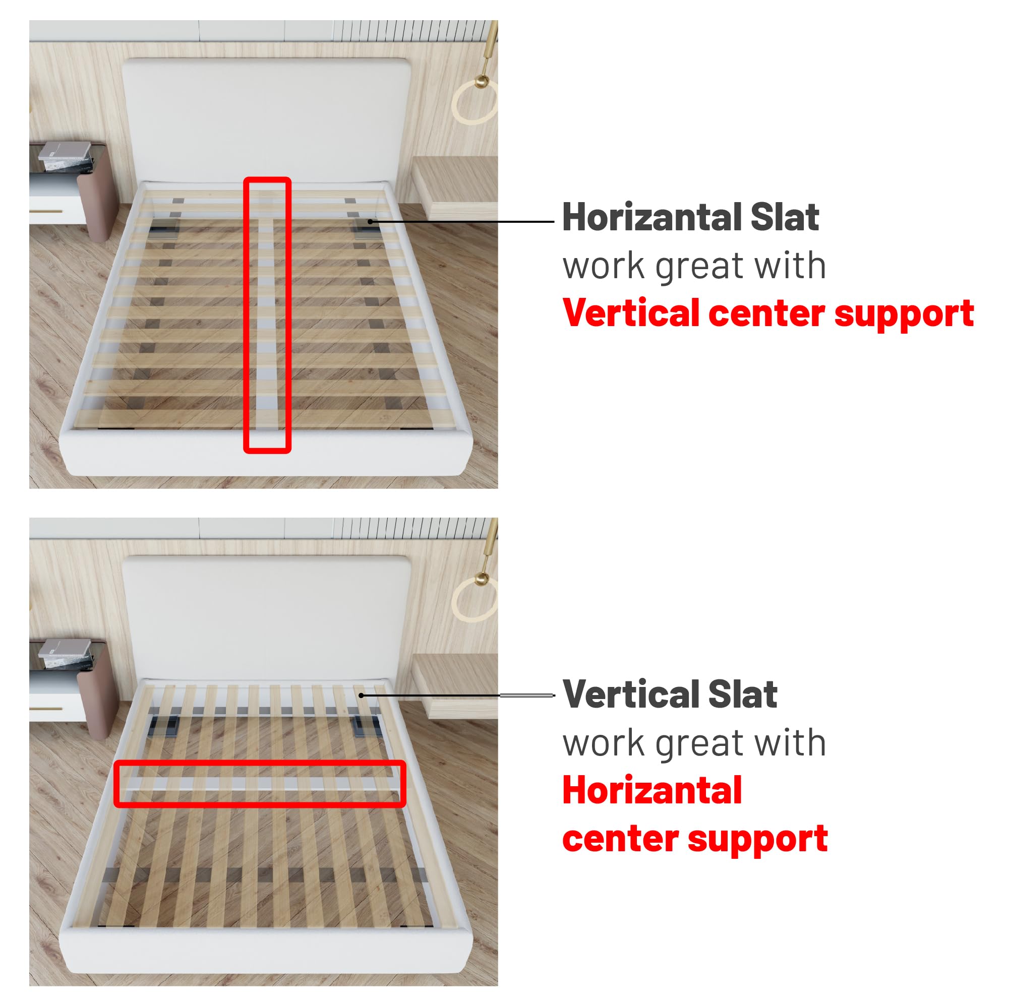Mayton, 0.68-Inch Horizontal Mattress Support Wooden Bunkie Board/Bed Slats, Full, Beige