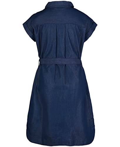 Calvin Klein Girls' Short Sleeve Denim Shirt Dress, Dark Chambray, 7