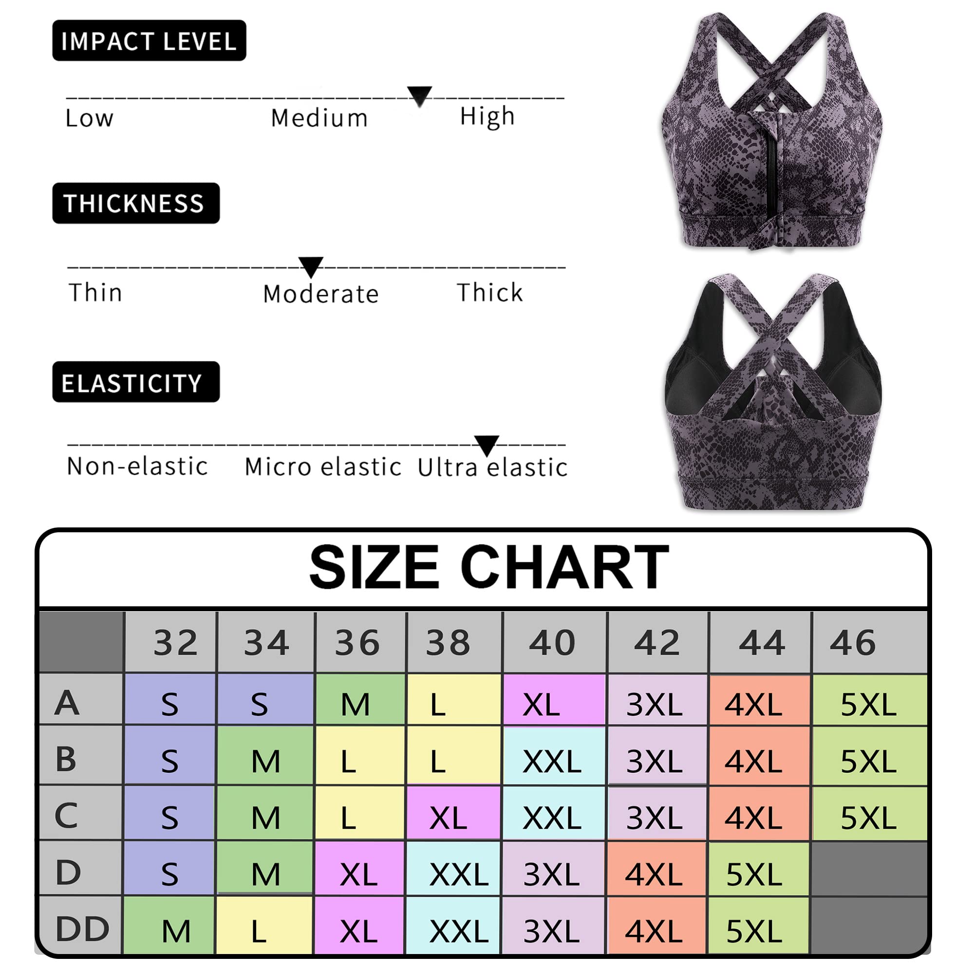 Cordaw Molded Cup Sports Bras Zipper in Front Workout Bra Medium Impact High Support Zip Running Bra Yoga Workout Top