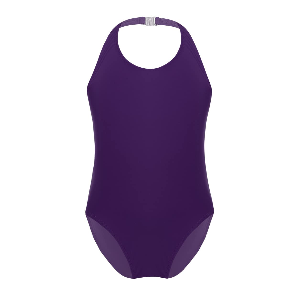 Doomiva Girls Gymnastics Leotard Ballet Dance Leotards Athletic One Piece Halter Unitards Dance Outfits Purple 5-6 Years