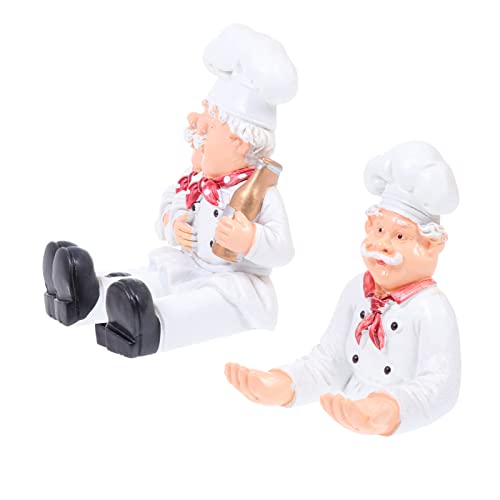 French Chef Figurine Wall Hook: Decorative Wall Mount Rack Hook Hanger 2Pcs Bakery Chef Statue Fat Chef Wall Art Decor for Kitchen Restaurant Bathroom