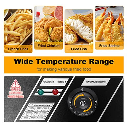 Winado 12.7QT Capacity Electric Deep Fryer with Baskets & Lids, 12L Countertop Stainless Steel Dual Tank Temperature Control Frying Machine, for Home & Commercial 5000W 60Hz 110V