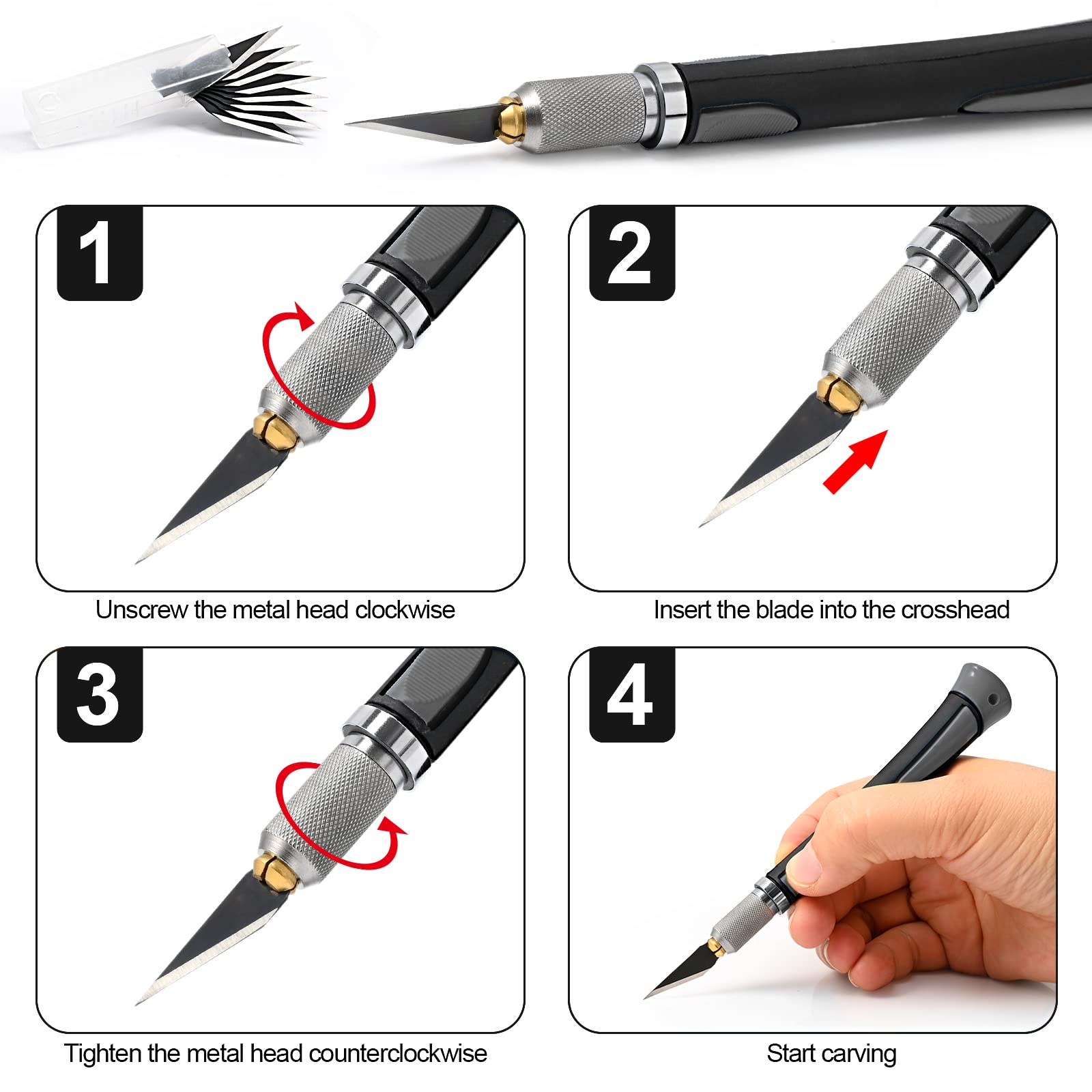 EHDIS Exacto Precision Hobby Knife Set Craft Knife Kit 9mm Utility Knife with Extra Blades Steel Ruler for Art, Working-Stencil, Scoring, Scrapbooking, Architecture Modeling, Crafting, Precision Knife