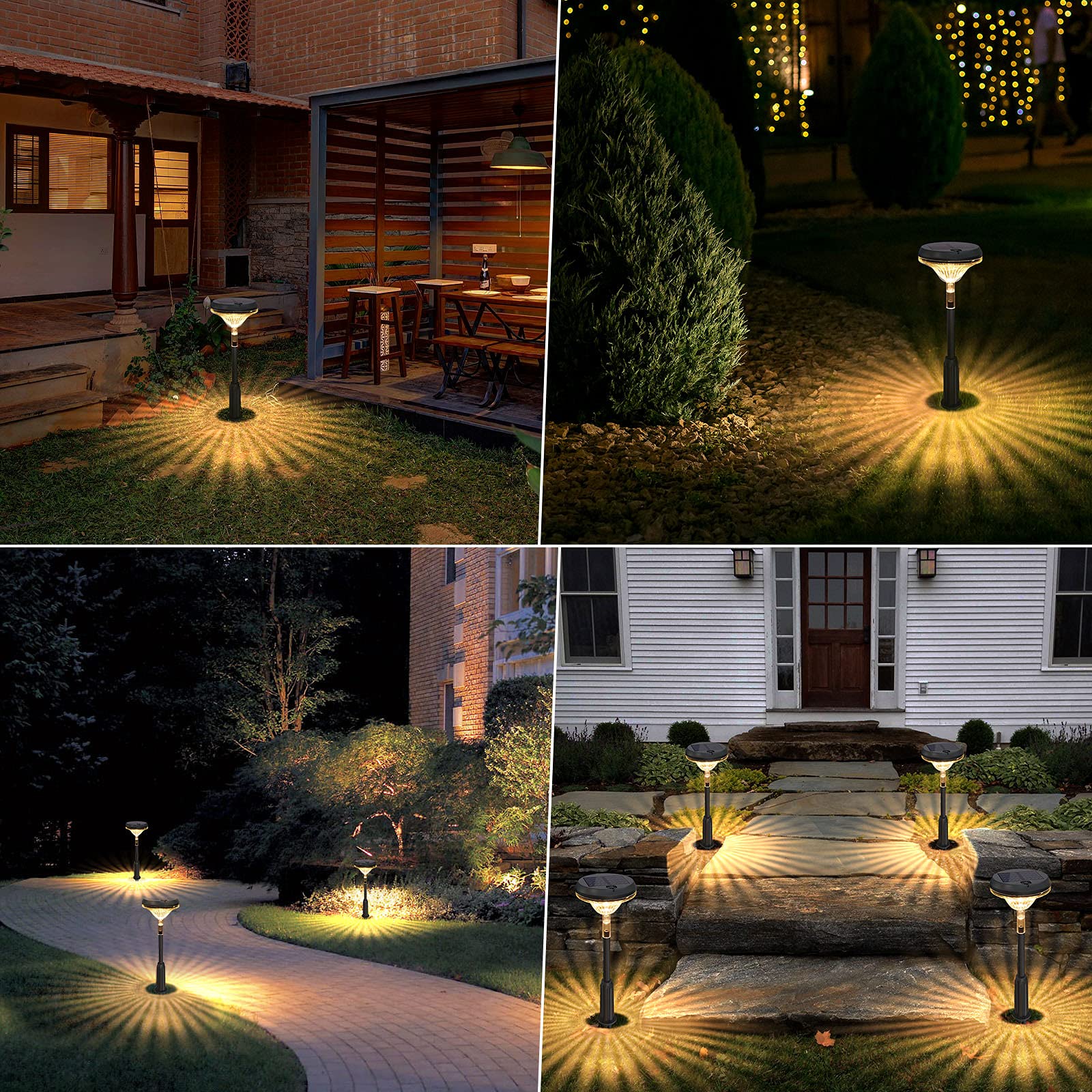 Whousewe Solar Pathway Lights Outdoor 6Pack, Solar Lights Outdoor Decorative 3 Light Modes Waterproof Bright LED Garden Lights, Auto On/Off Solar Landscape Lights for Pathway Yard Walkway Patio,Black