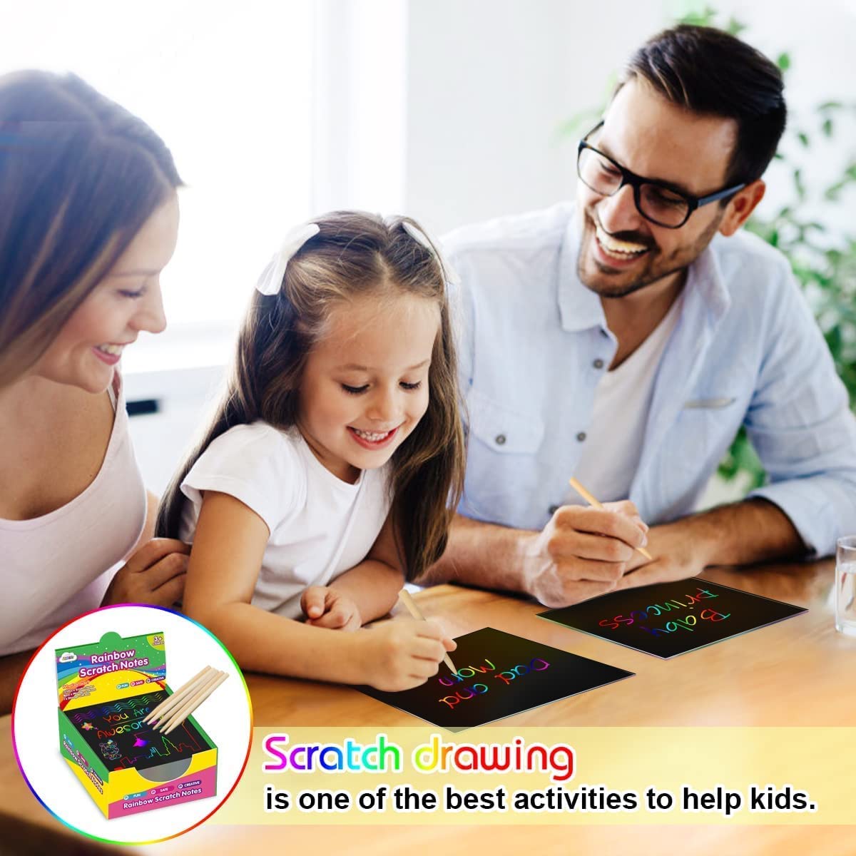 ZMLM Gift Christmas for Girl Art-Craft Kit: Rainbow Scratch Paper Magic Art Craft Project Supply Toddler Drawing Activity Kid Travel Toy Age 3-12 Year Old Birthday Gift