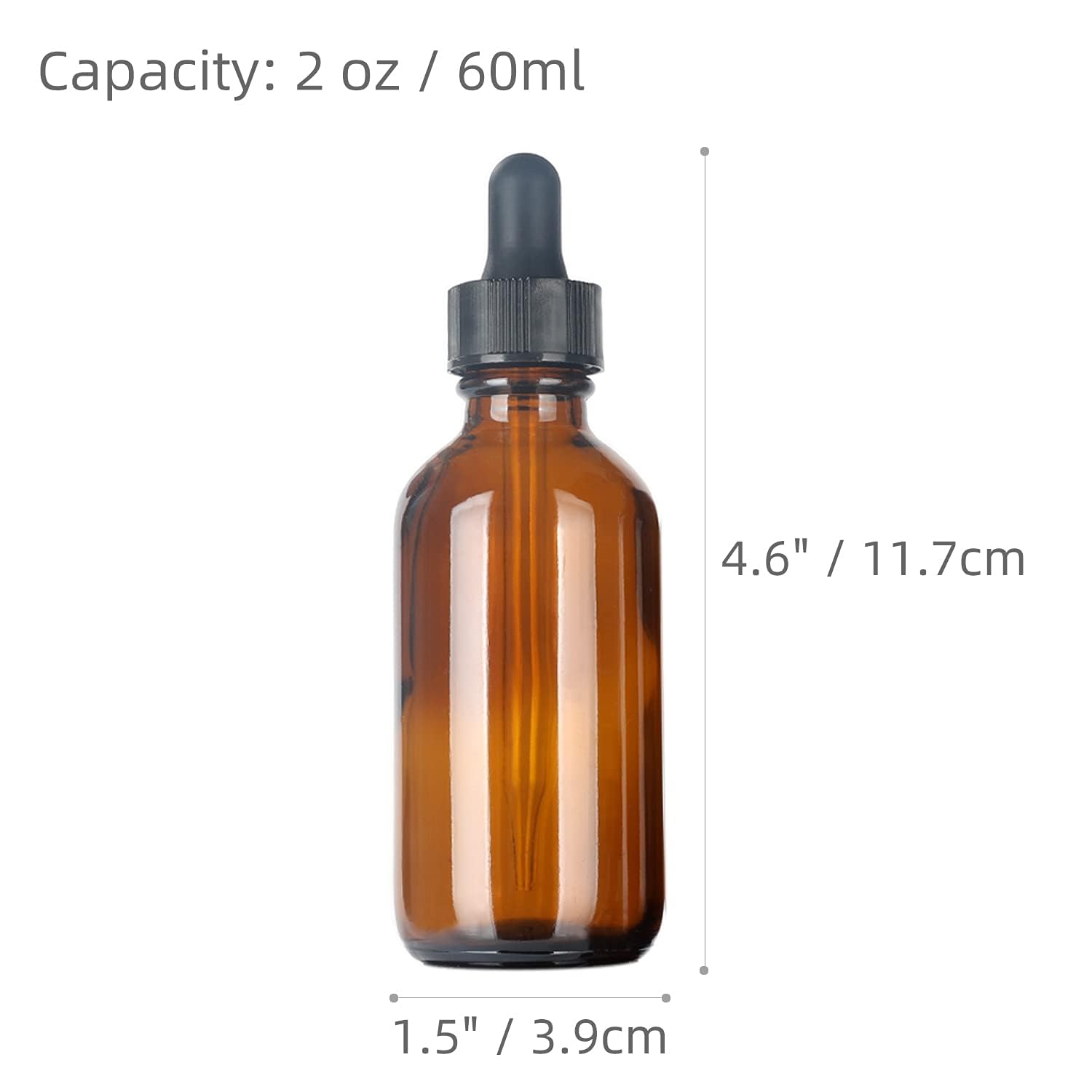 Magic Season Boston Round Glass Bottles (Amber/ 2 fl oz. with Droppers/ 2 Pcs)